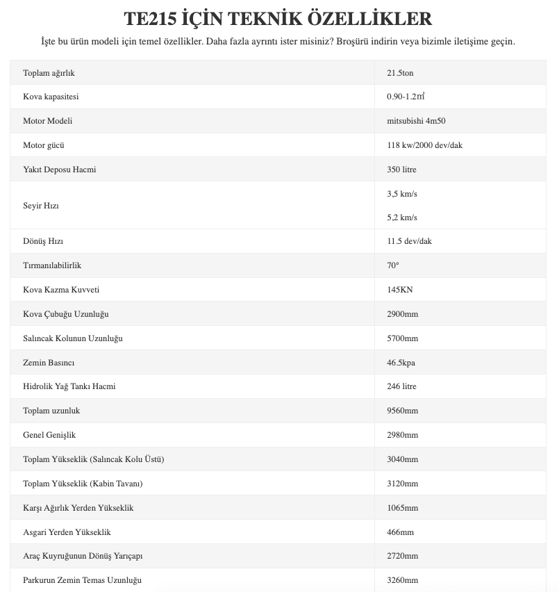 Te215 orta excavator